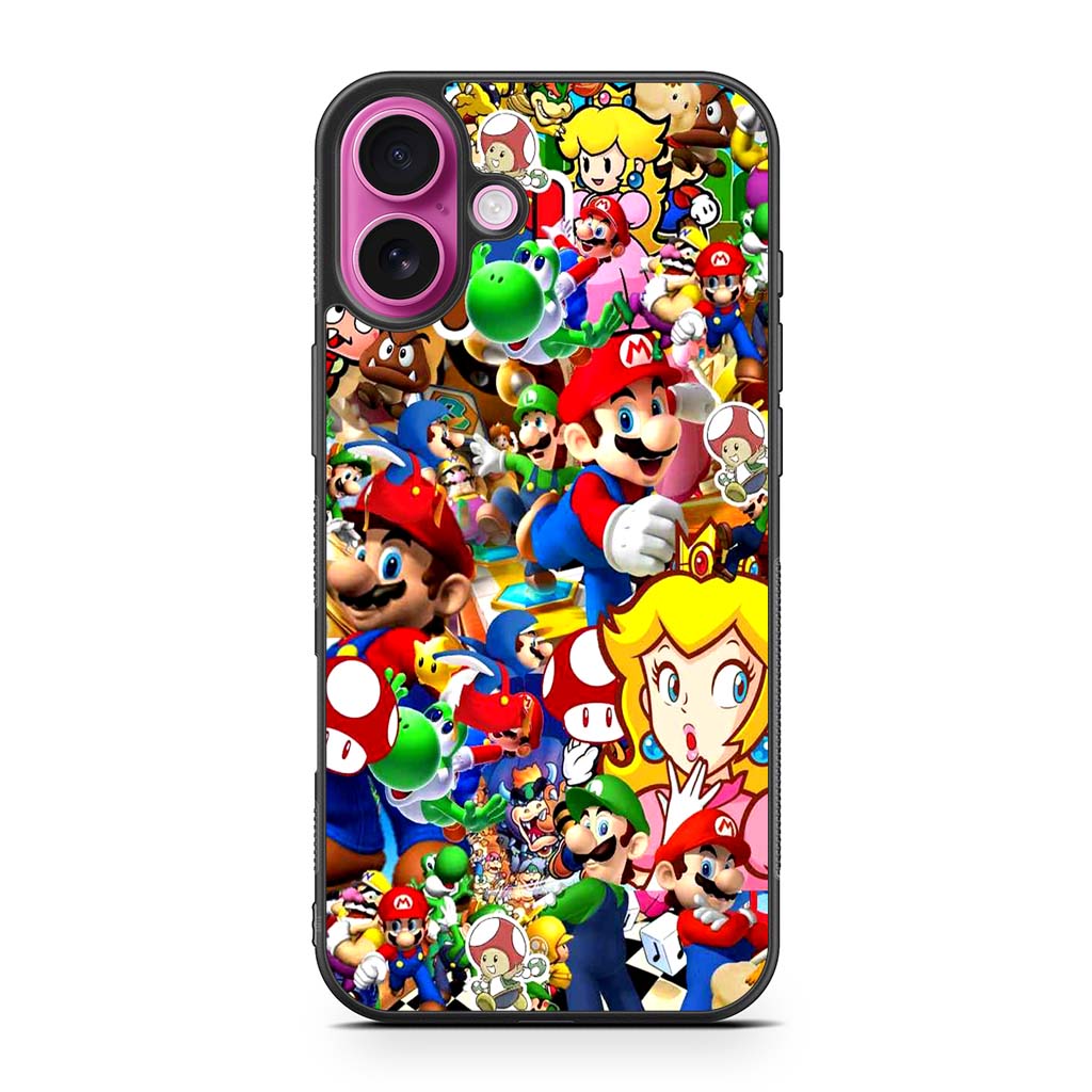 Super Mario Collage iPhone 16 Series Case – MerchPrintz